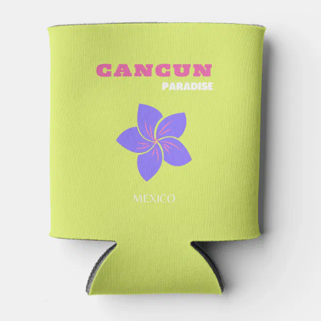 Cancun, Mexico Travel Art, Tropical Art, Green Can Cooler | Zazzle