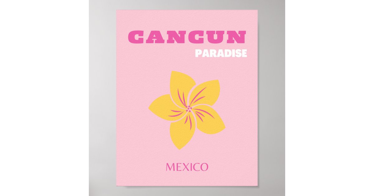 Cancun Travel Art, Mexico, Preppy, Pink Preppy Art Poster | Zazzle