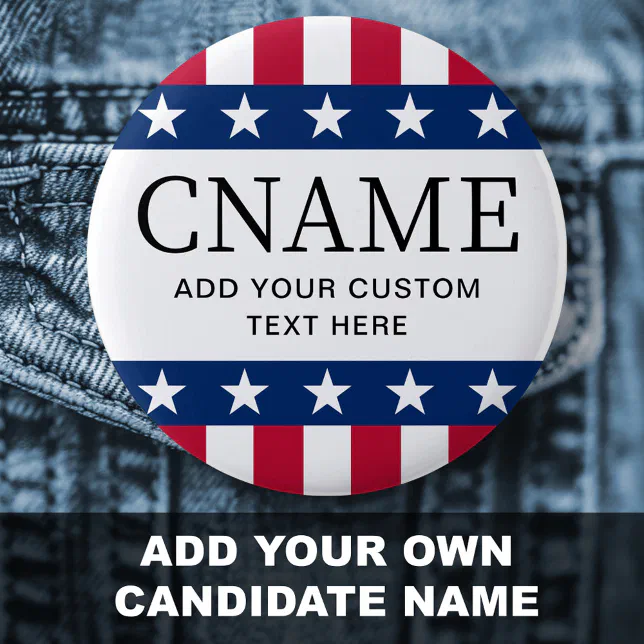 Candidate name political election campaign stars button | Zazzle
