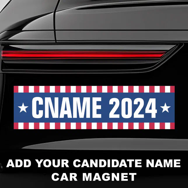 Candidate name year election striped border car magnet | Zazzle