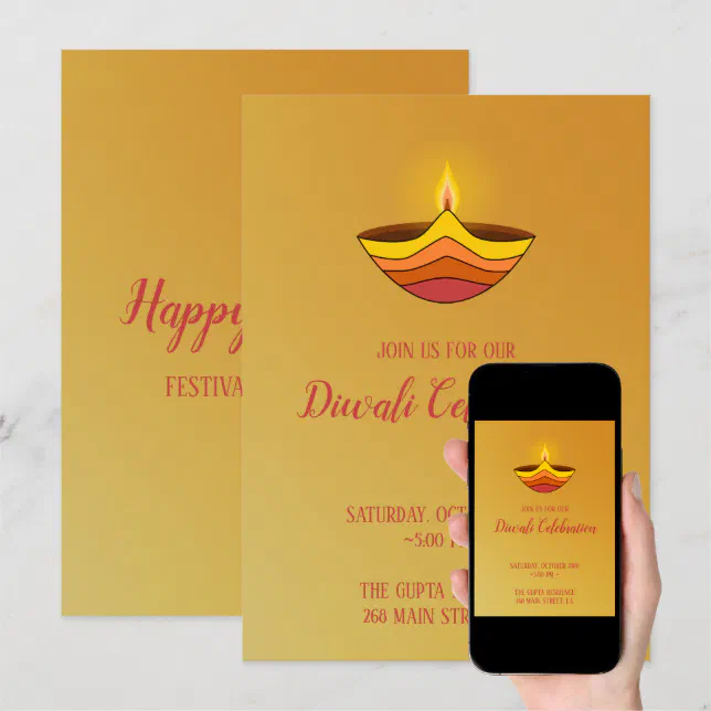 Candle Flame on Yellow Background Invitation | Zazzle