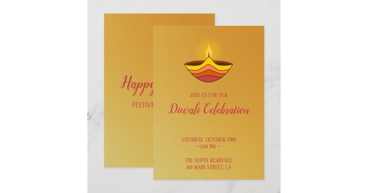 Candle Flame on Yellow Background Invitation | Zazzle
