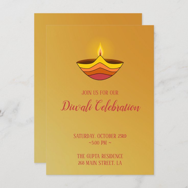 Candle Flame on Yellow Background Invitation | Zazzle