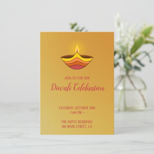 Candle Flame on Yellow Background Invitation | Zazzle