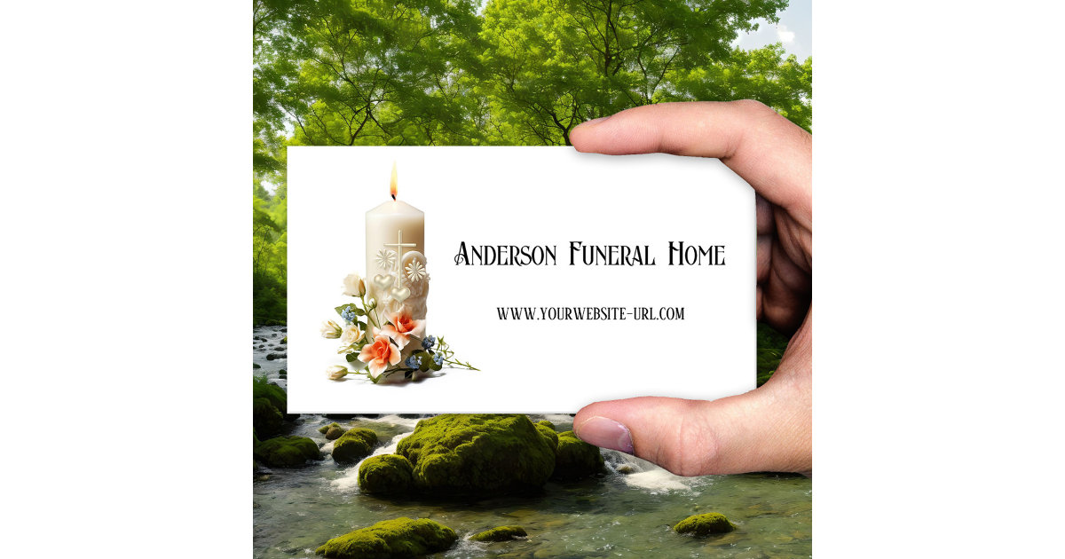 Candle Floral Funeral Services Business Card | Zazzle