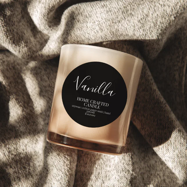 Candle Label Minimalist Black Sticker | Zazzle