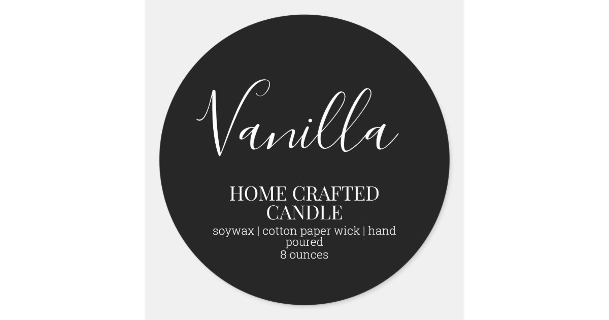 Candle Label Minimalist Black Sticker | Zazzle