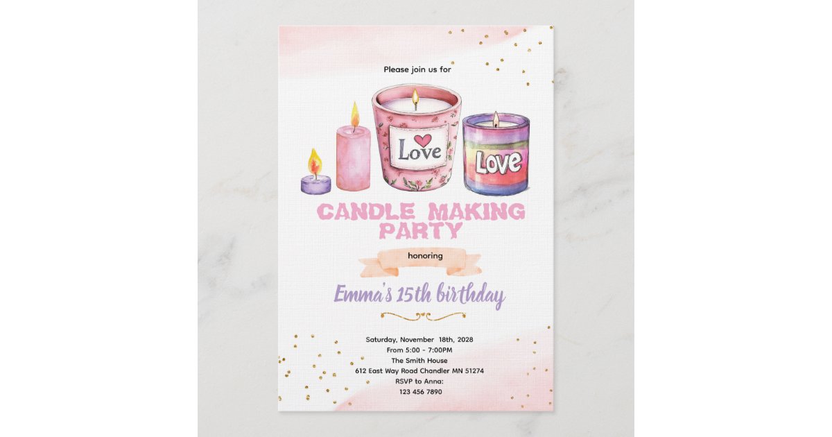Candle making party invitation | Zazzle