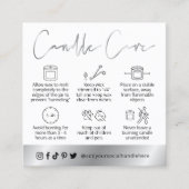 Candle Safety Guide Modern Silver Script Logo Square Business Card | Zazzle