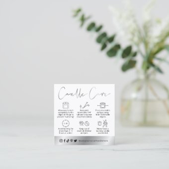 Candle Safety Guide Modern Silver Script Logo Square Business Card | Zazzle