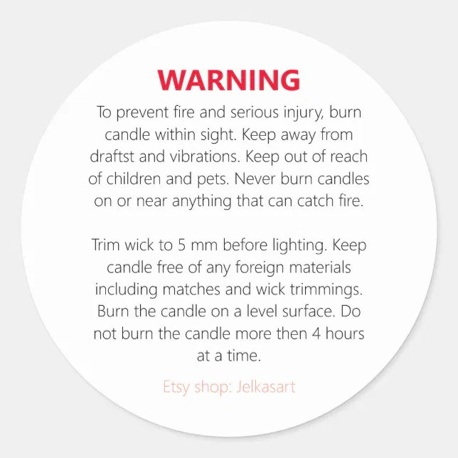 Candle warning label | Zazzle