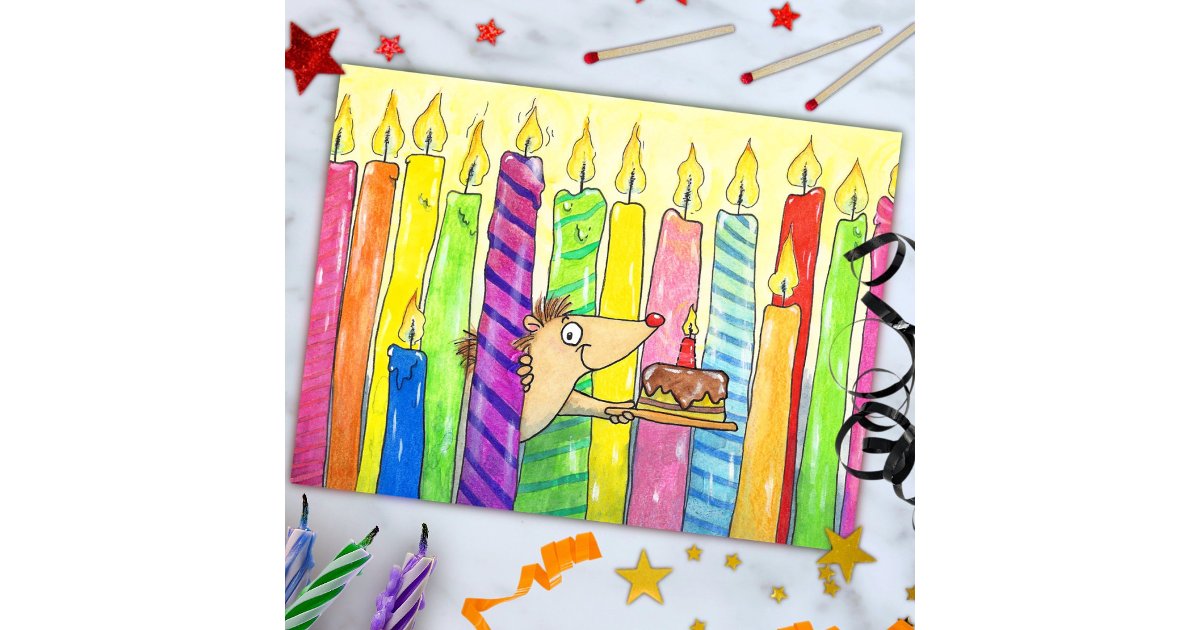 Candles Happy Birthday postcard | Zazzle