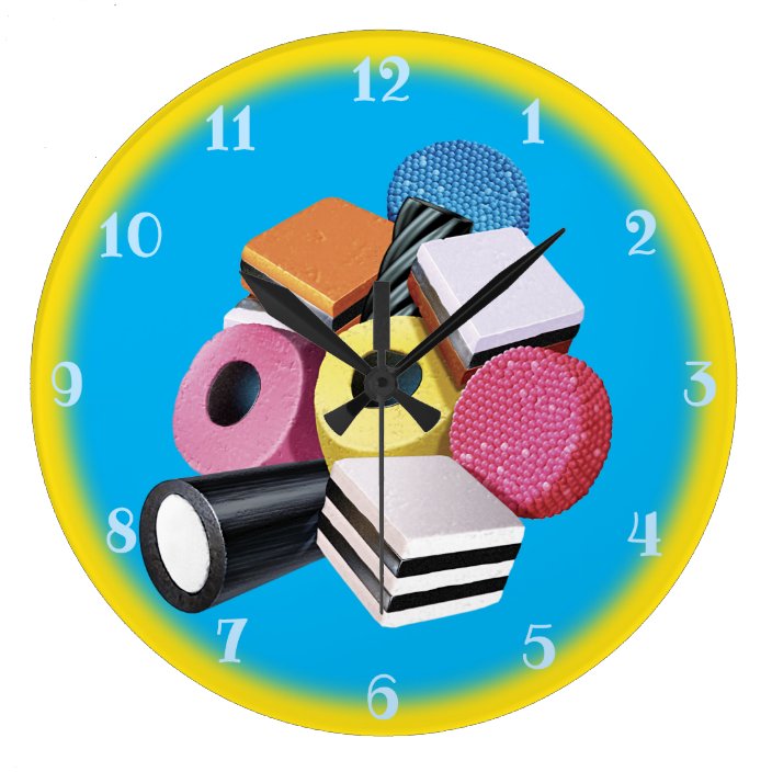 Candy Allsorts. Large wall clock. Yellow & black. Large Clock | Zazzle.com