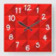 Candy Apple Red Pyramids Square Wall Clock | Zazzle