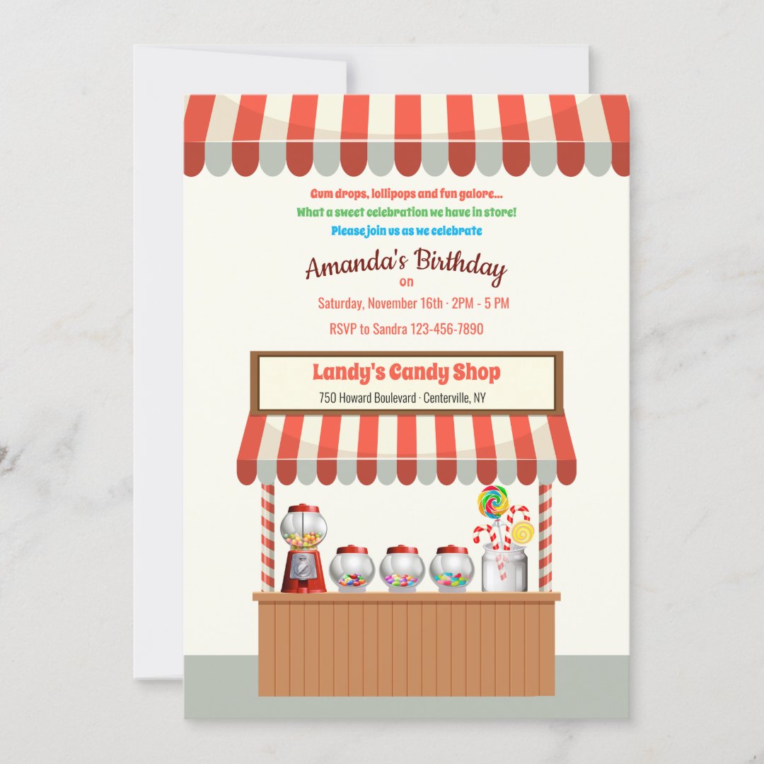 Candy Bar Birthday Party Invitation | Zazzle