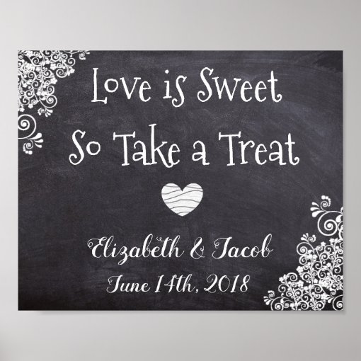 Candy Bar Chalkboard Look Love is Sweet Poster | Zazzle