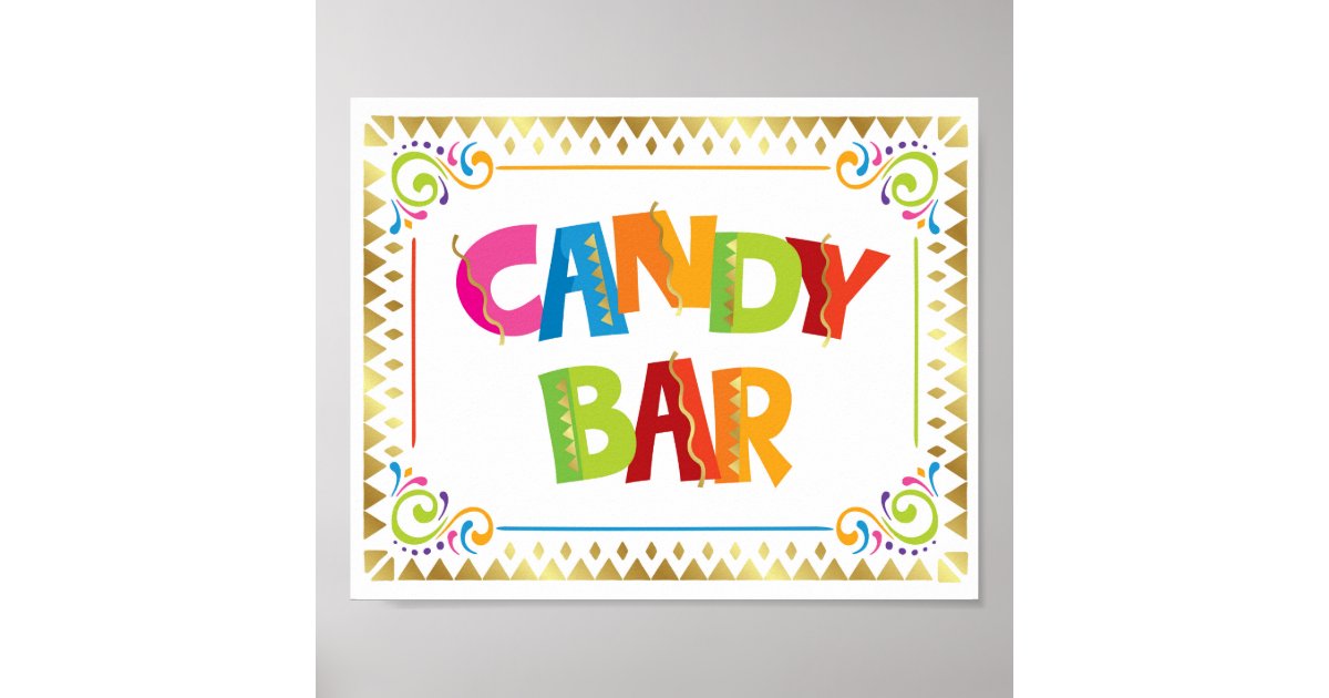 CANDY BAR Fiesta Party Sign Print | Zazzle