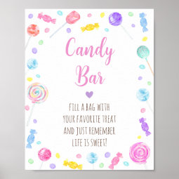 Candy Bar Lollipop Sweet Shop Birthday Sign | Zazzle