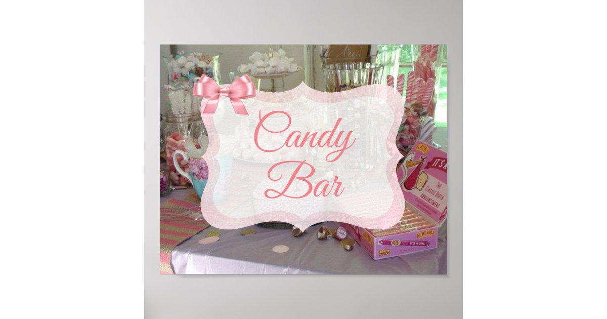 Candy Bar Sign Pink Baby Shower Poster | Zazzle