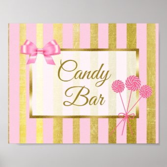 Candy Bar Sign Pink & Gold Poster | Zazzle