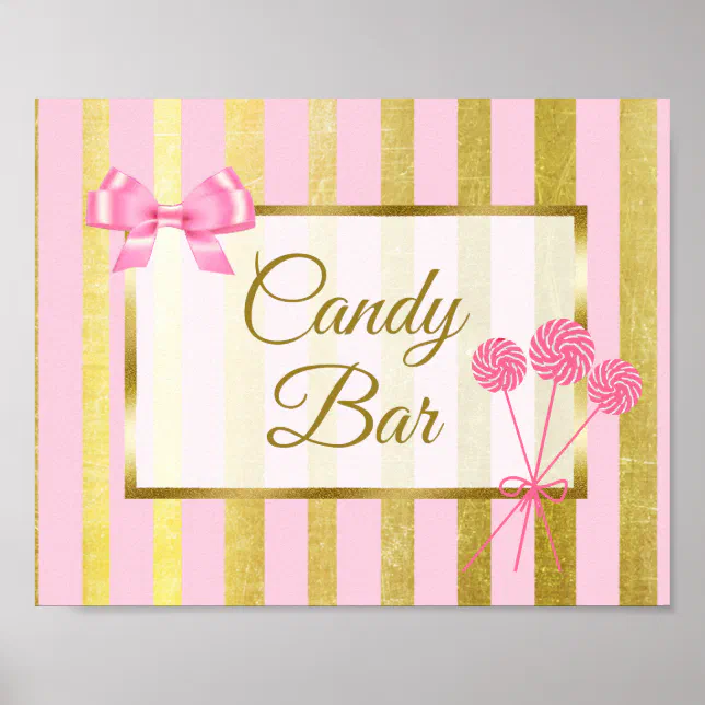 Candy Bar Sign Pink & Gold Poster | Zazzle
