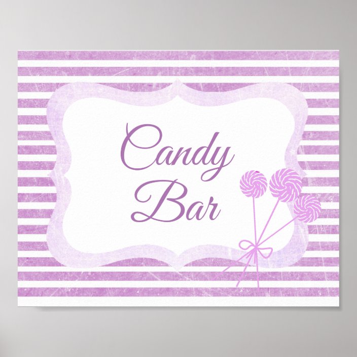 Candy Bar Sign Purple Lollipops Poster | Zazzle.com