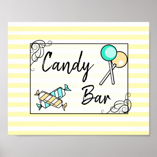 Candy Bar Wedding or Baby Shower Sign Poster | Zazzle