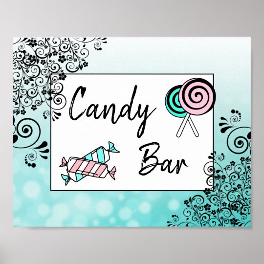 Candy Bar Wedding or Baby Shower Sign Poster | Zazzle.com