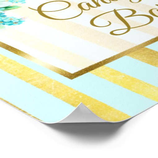 Candy Bar Wedding Sign Blue & Gold Poster | Zazzle