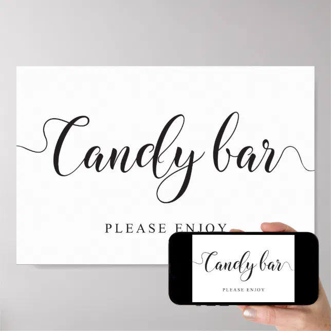 Candy Bar Wedding Sign Sweets Bag Poster | Zazzle