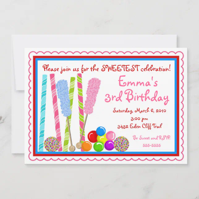 Candy Birthday Invitations | Zazzle