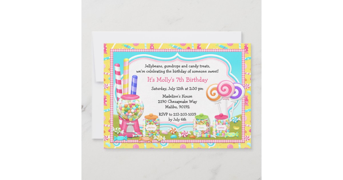 Candy Birthday Party Invitation | Zazzle