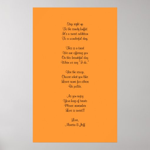 Candy buffet poem poster | Zazzle