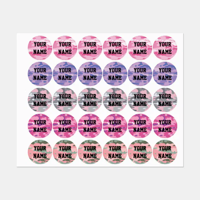 Candy Camo Circle Clothing Labels | Zazzle