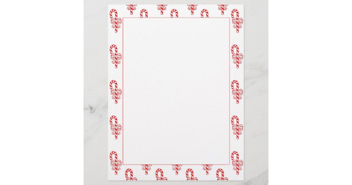 Candy Cane Border Letterhead | Zazzle