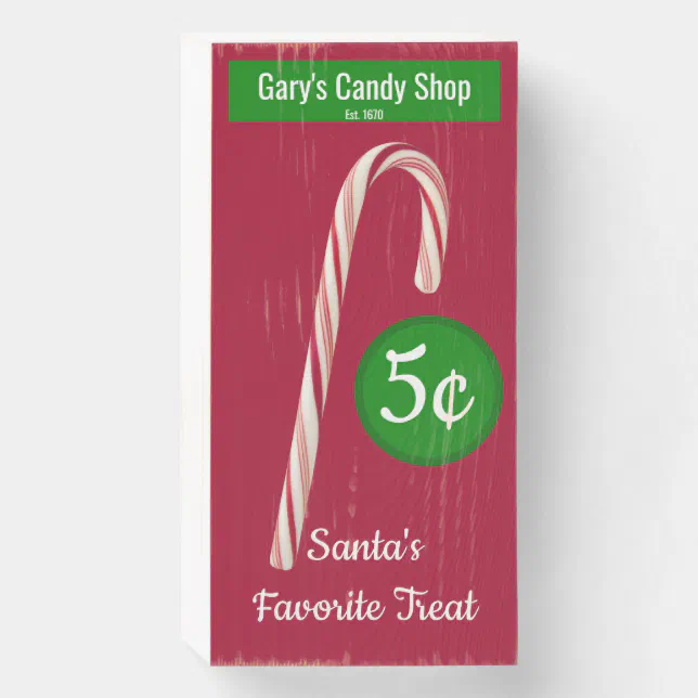 Candy Cane Candy Shop Wood Box Signs | Zazzle