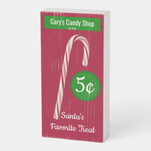 Candy Cane Candy Shop Wood Box Signs | Zazzle