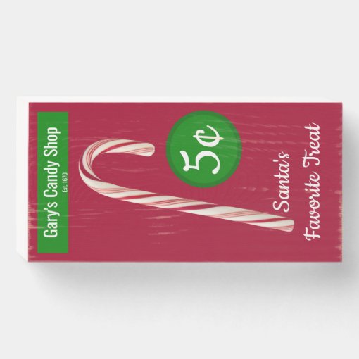 Candy Cane Candy Shop Wood Box Signs | Zazzle