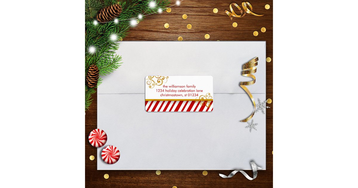 Candy Cane Christmas Address Labels | Zazzle