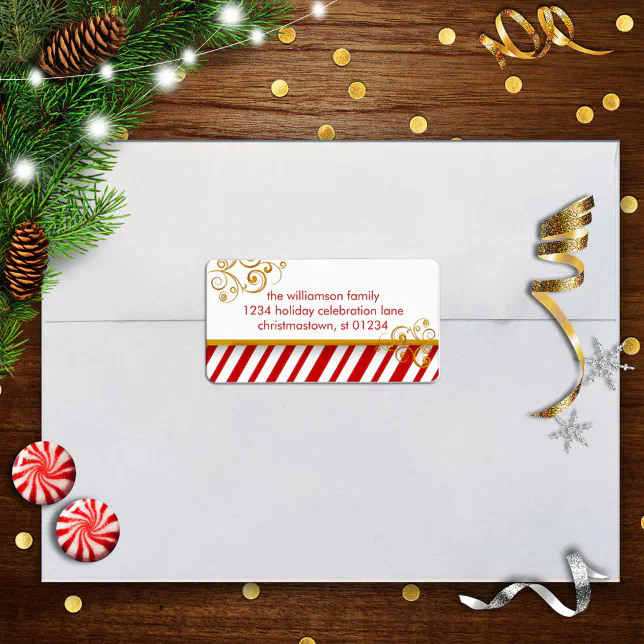 Candy Cane Christmas Address Labels | Zazzle