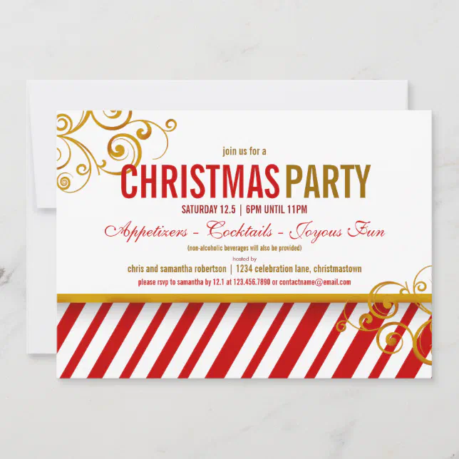 Candy Cane Christmas Party Invitation | Zazzle