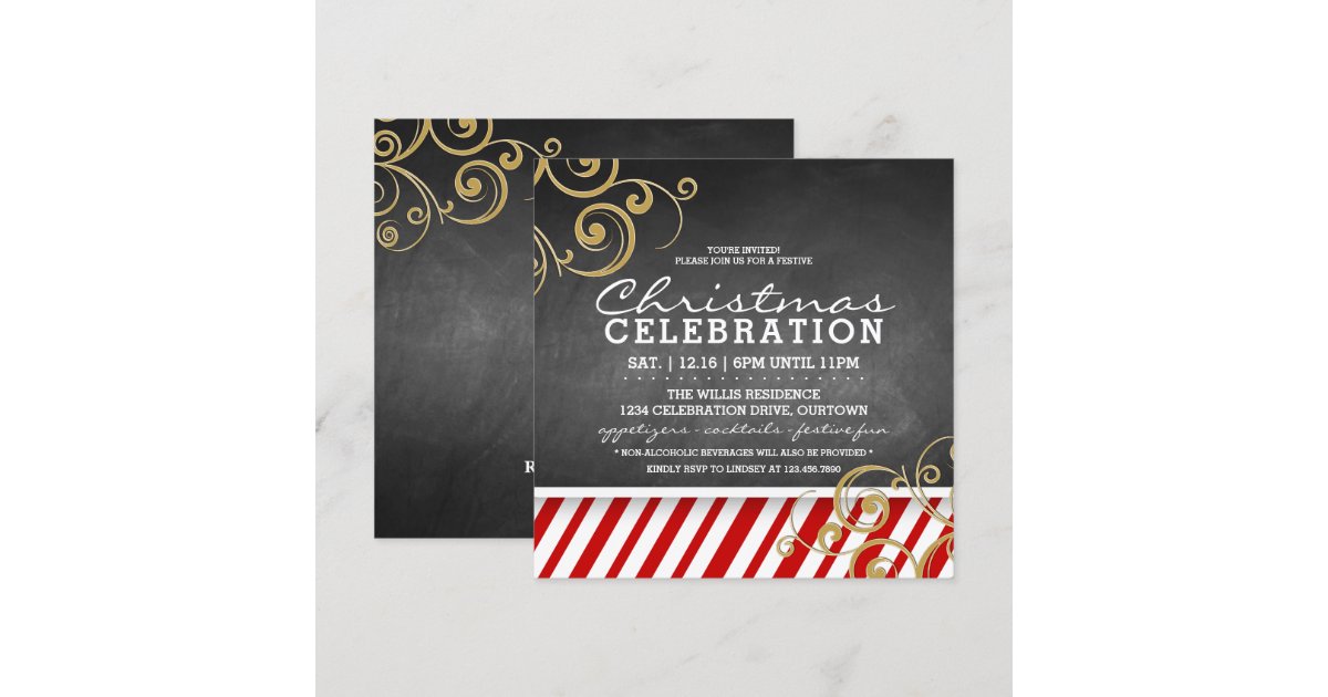 Candy Cane Christmas Party Invitation | Zazzle