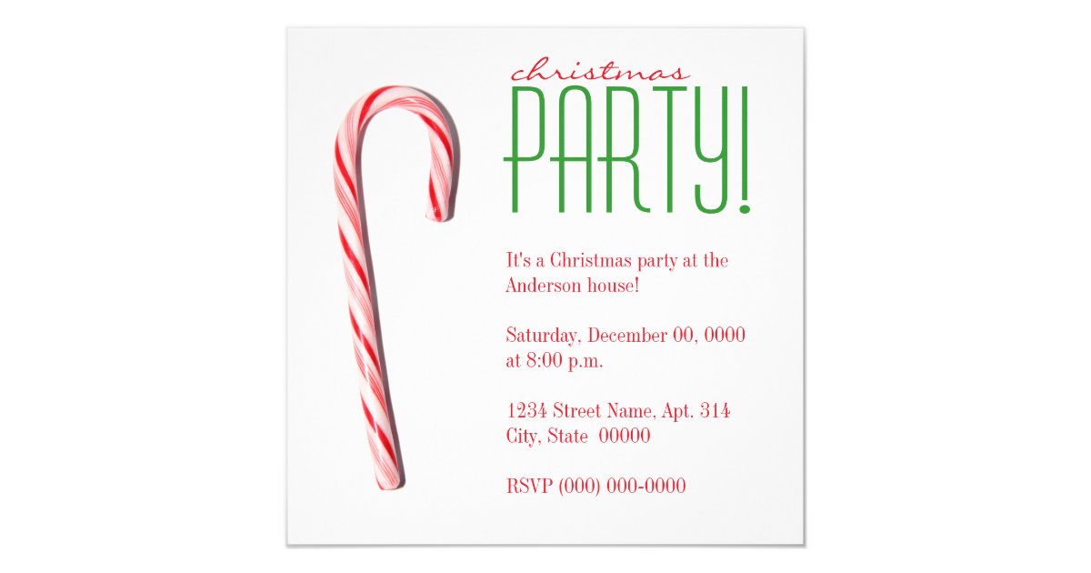 Candy Cane Christmas Party Invitations | Zazzle.com