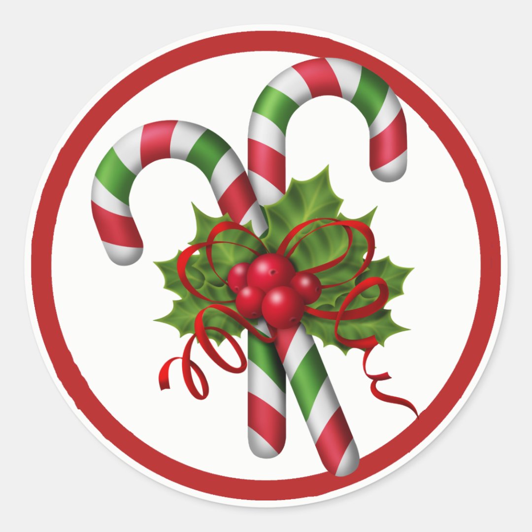 Candy Cane Christmas Sticker | Zazzle