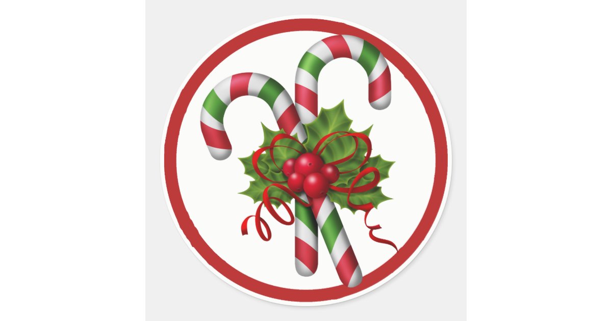 Candy Cane Christmas Sticker | Zazzle