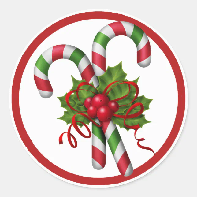 Candy Cane Christmas Sticker | Zazzle