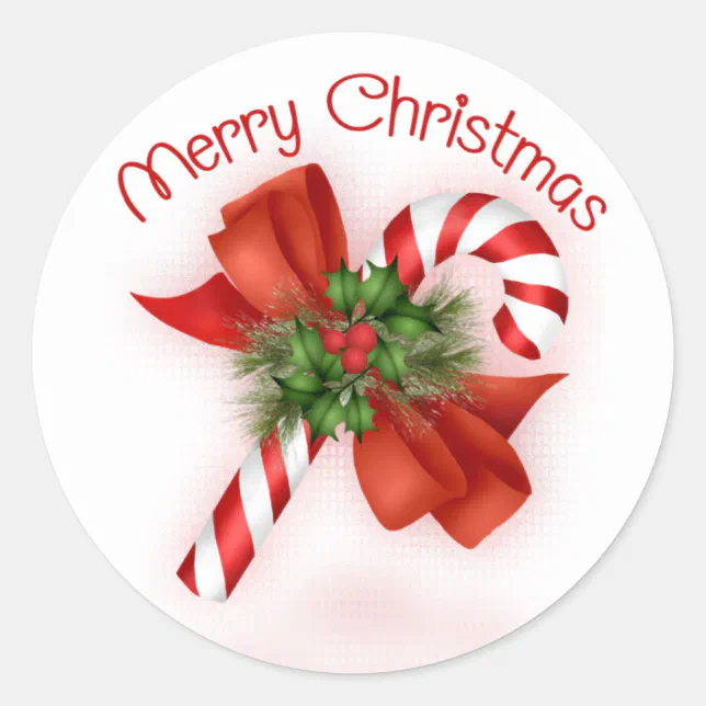 Candy Cane Christmas Stickers | Zazzle