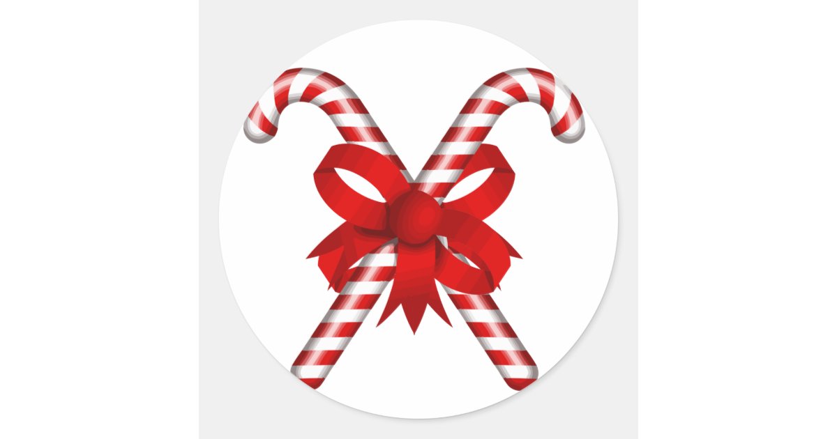 Candy Cane Classic Round Sticker | Zazzle