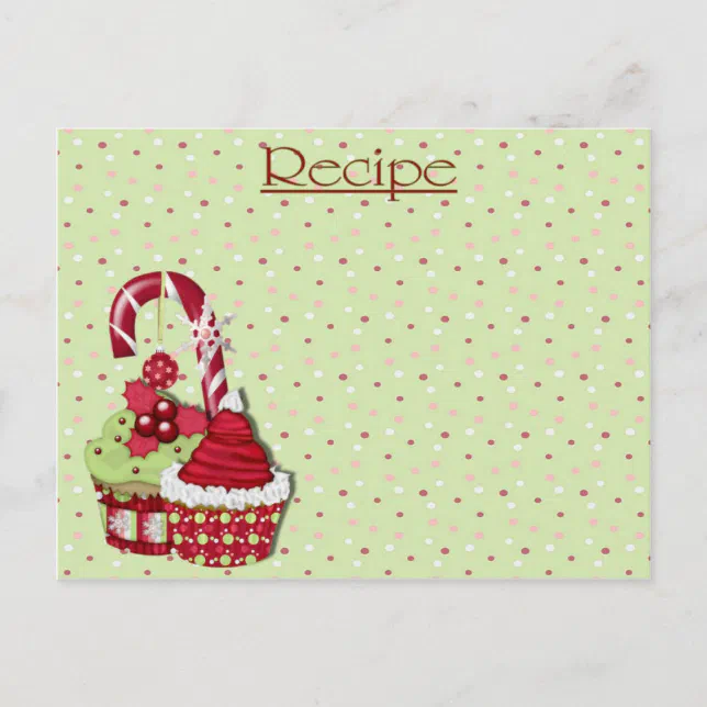 candy cane cupcake recipe card | Zazzle