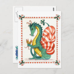 Candy Cane Dragon - postcard | Zazzle